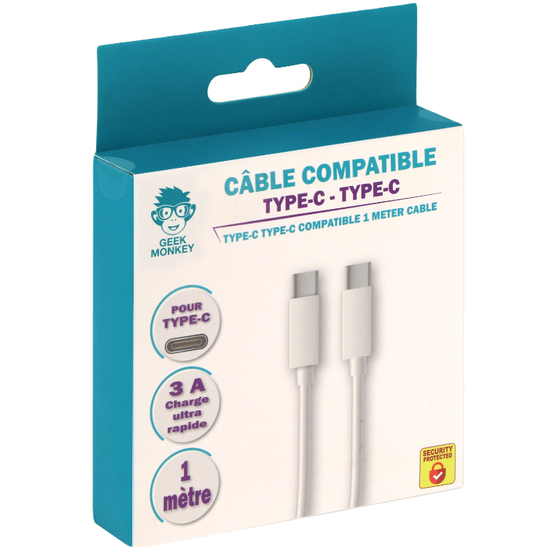 Câble compatible Type C - Type C GEEK MONKEY – Mymax